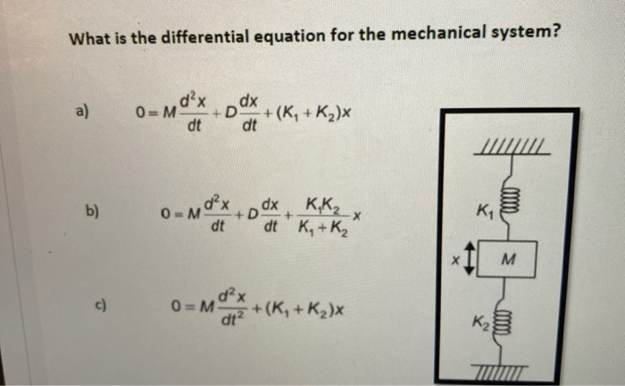Solved What is the differential equation for the mechanical | Chegg.com