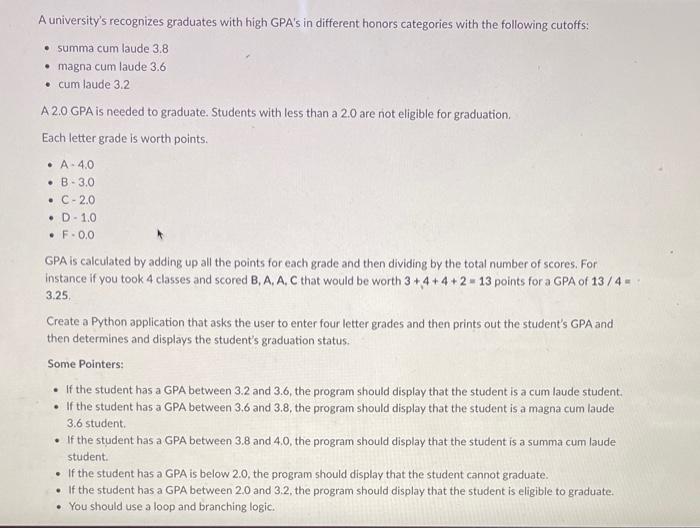 Solved A university's recognizes graduates with high GPA's | Chegg.com