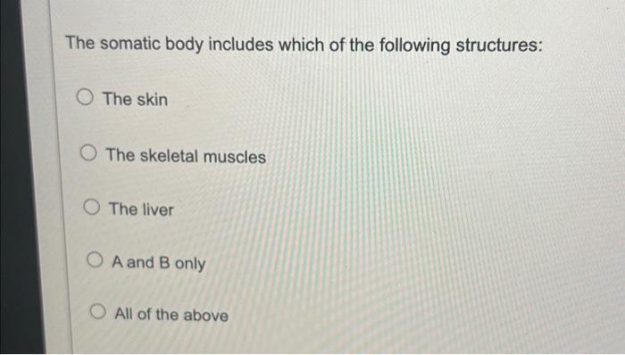 Solved The somatic body includes which of the following | Chegg.com