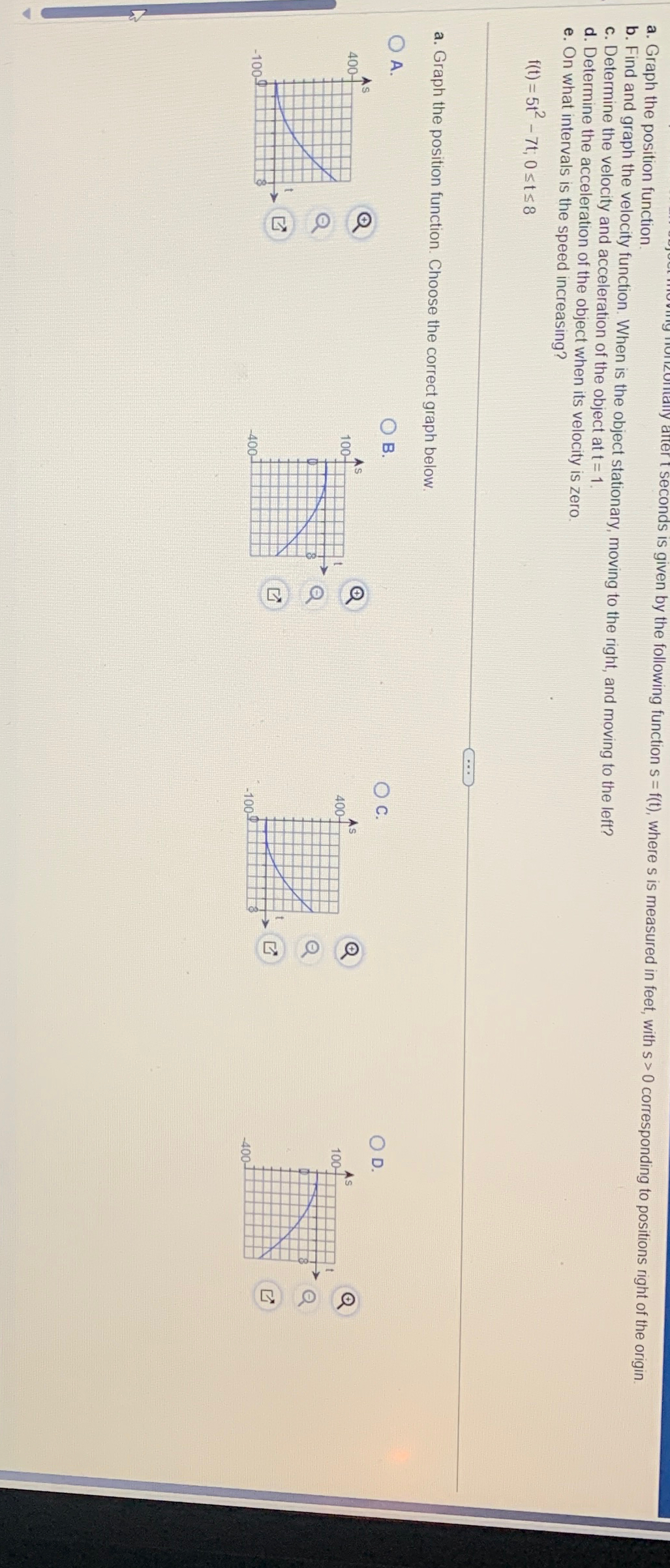 Solved a. ﻿Graph the position function.b. ﻿Find and graph | Chegg.com