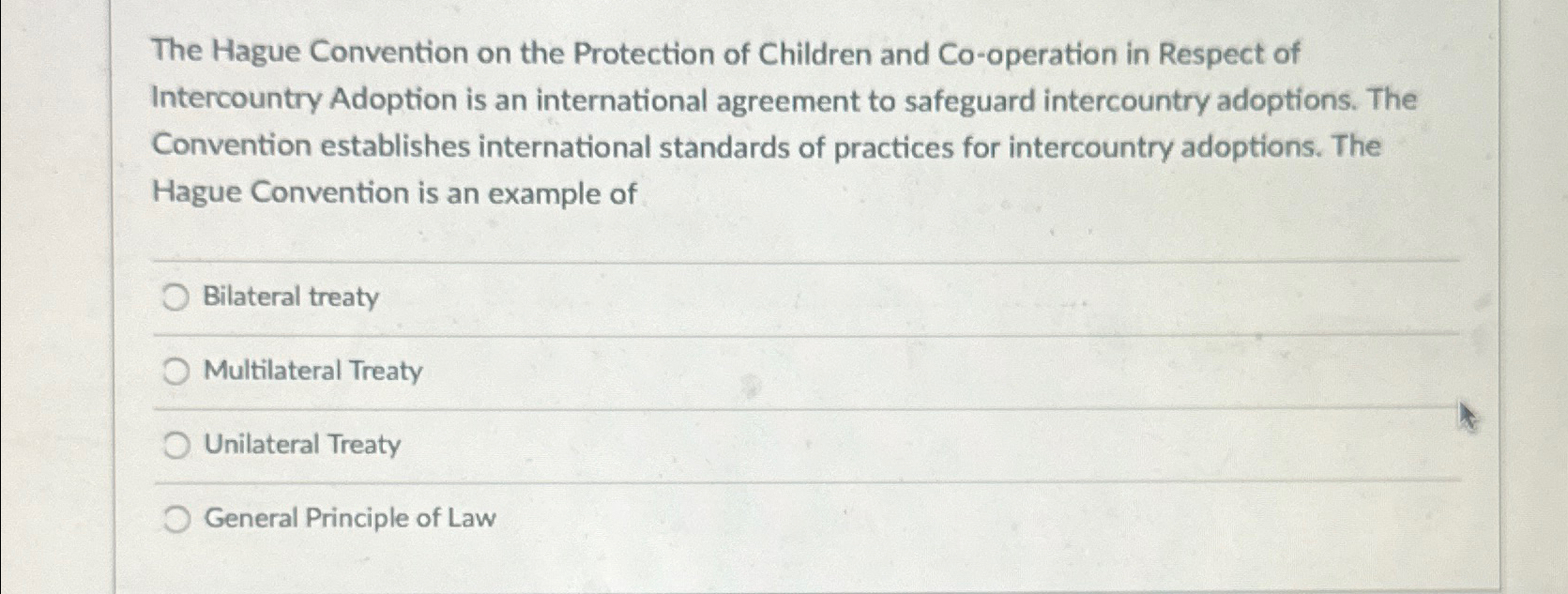 Solved The Hague Convention on the Protection of Children | Chegg.com