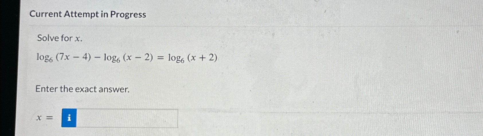 Solved Current Attempt in ProgressSolve for | Chegg.com