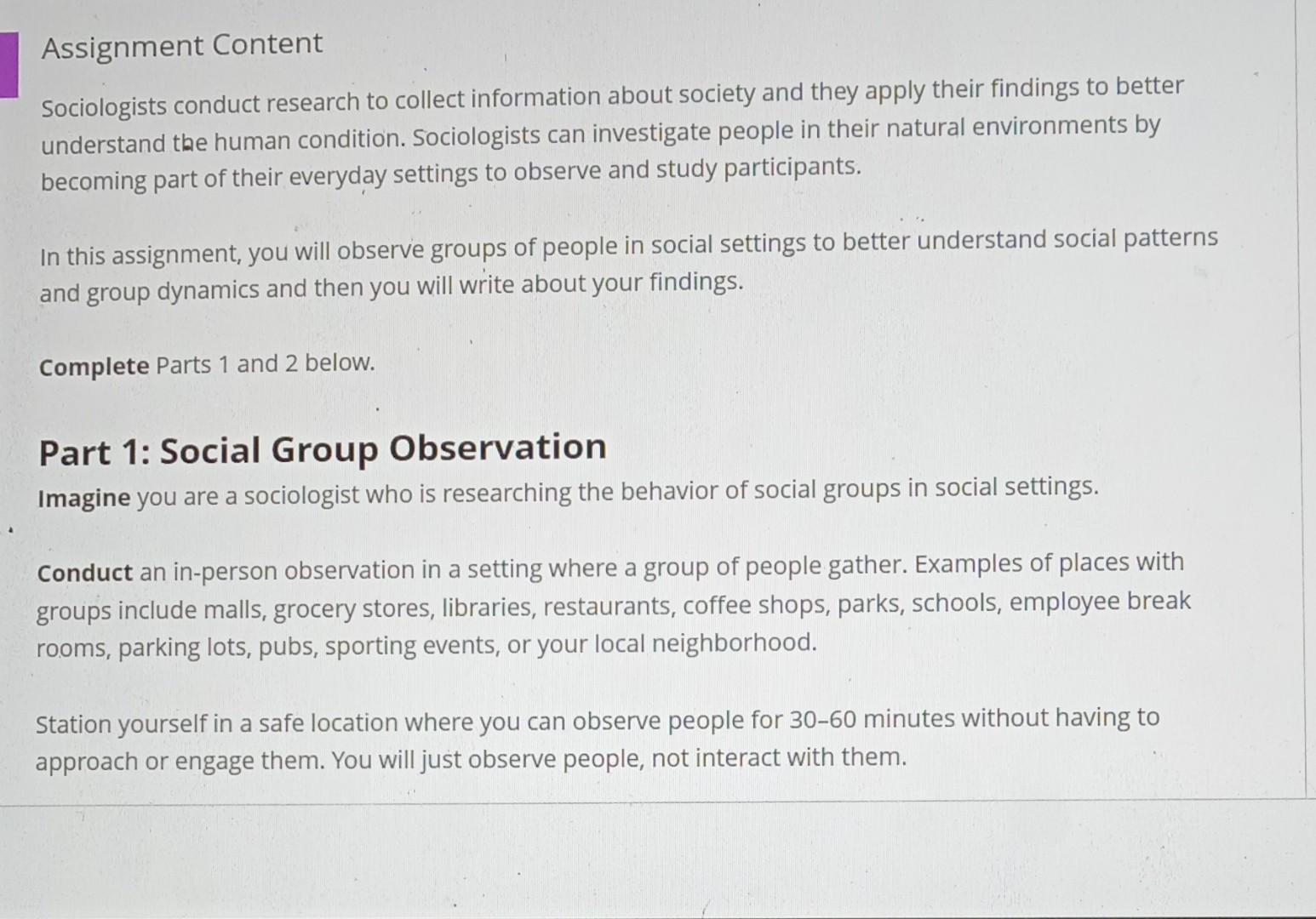 Assignment Content Sociologists conduct research to | Chegg.com