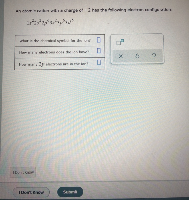 Solved An Atomic Cation With A Charge Of 2 Has The