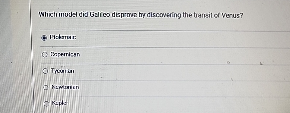Solved Which model did Galileo disprove by discovering the | Chegg.com
