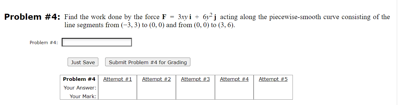 Solved Problem #4: Find the work done by the force | Chegg.com