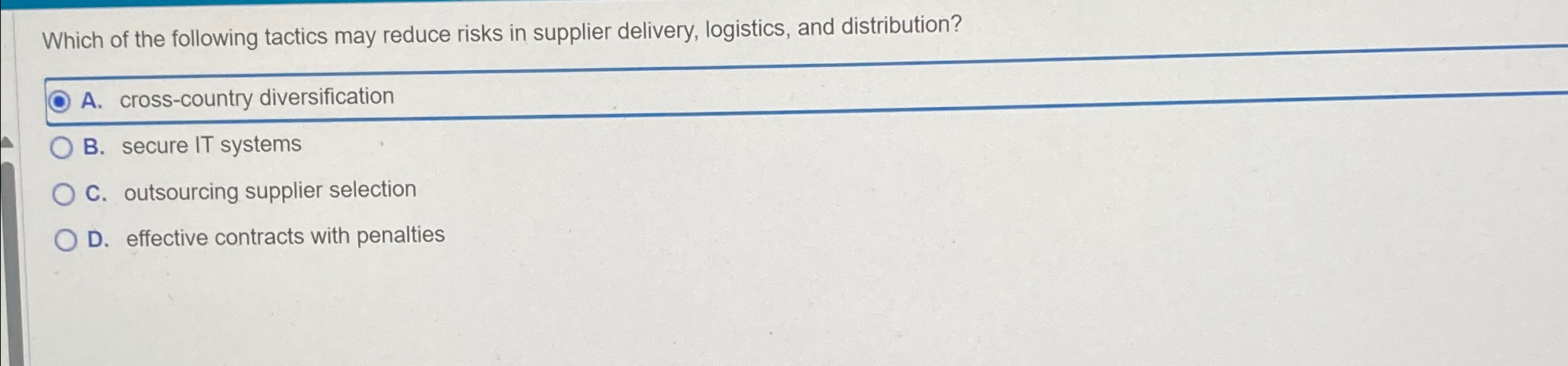 Solved Which of the following tactics may reduce risks in | Chegg.com