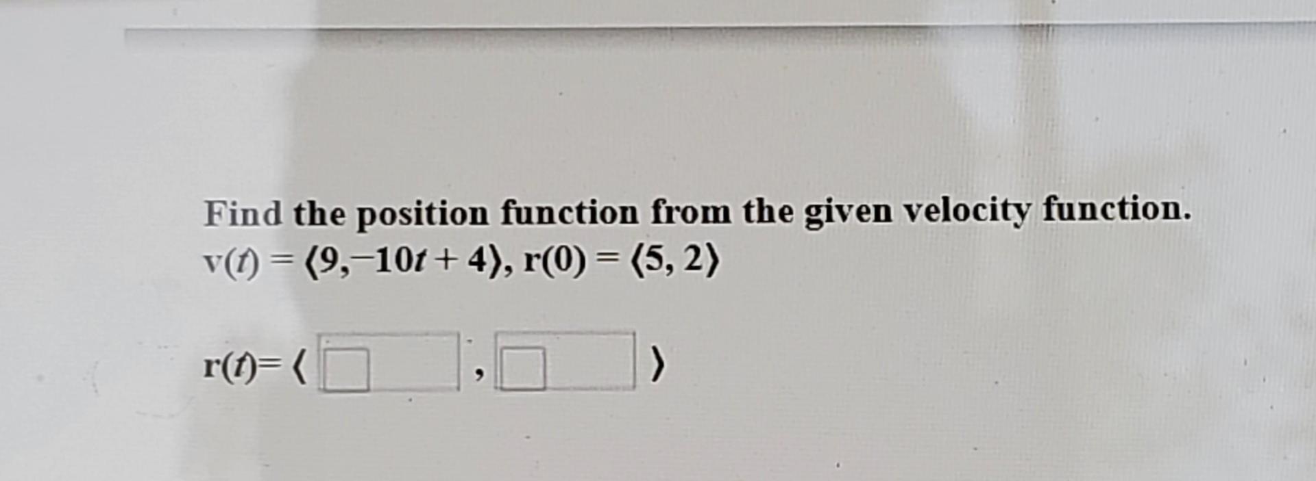 Solved Find the position function from the given velocity | Chegg.com