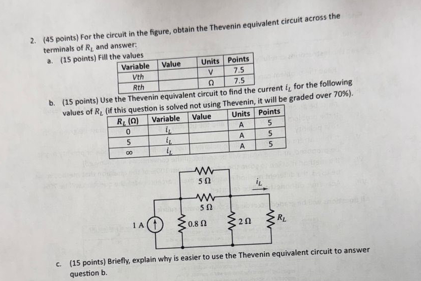 Solved (45 ﻿puntos) ﻿Para el circuito de la figura, obtenga | Chegg.com