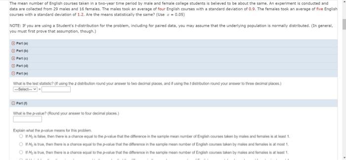 Solved Part e: what is the tester distich? (if using the Z | Chegg.com