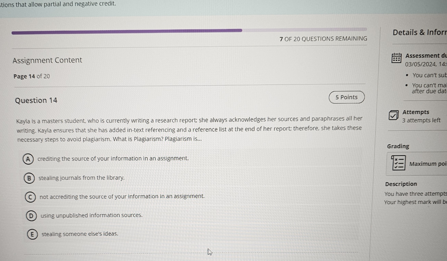 Solved tions that allow partial and negative credit.7 ﻿OF 20 | Chegg.com