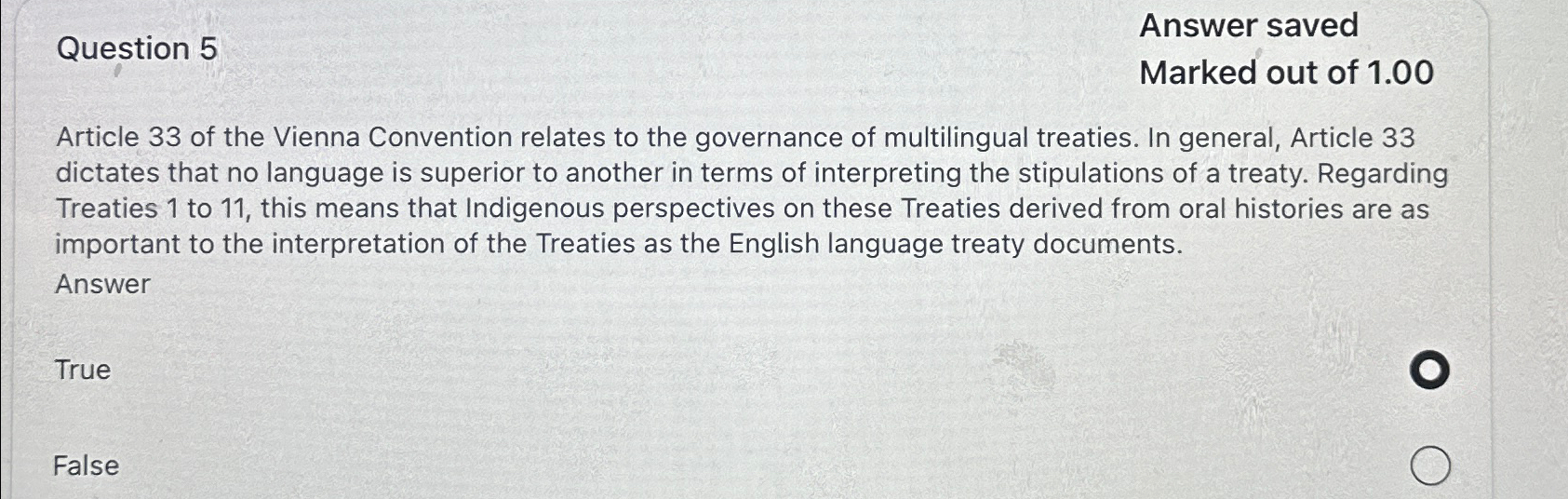 Solved Question 5Answer saved Marked out of 1.00Article 33 | Chegg.com