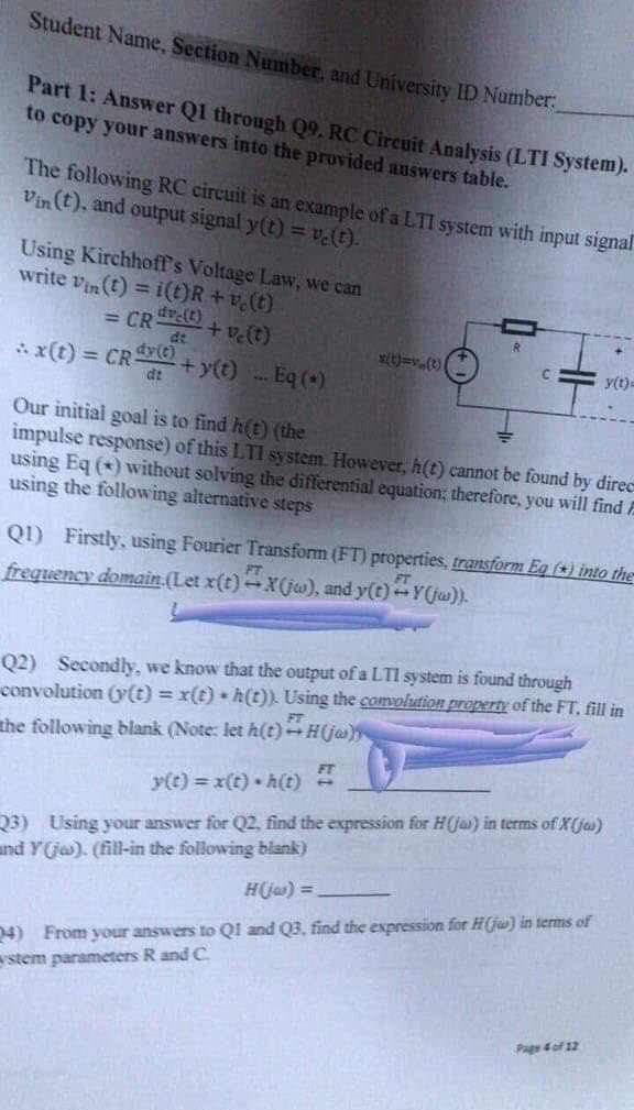 Solved Student Name, Section Number, and Ghiversity ID | Chegg.com
