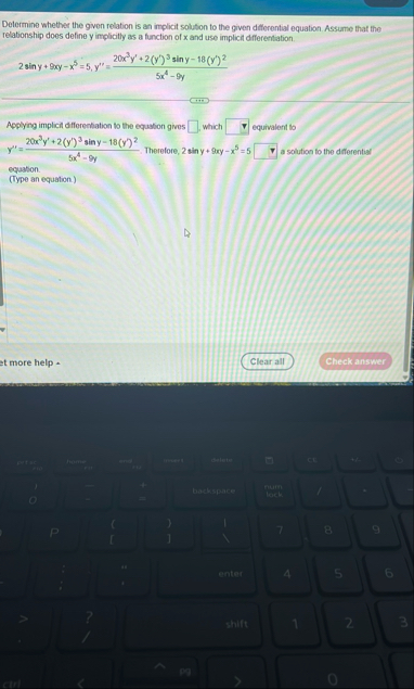 Solved Delermine whether the given relation is an implicit | Chegg.com