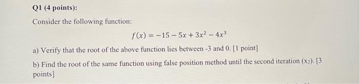 Solved Consider the following function: f(x)=−15−5x+3x2−4x3 | Chegg.com
