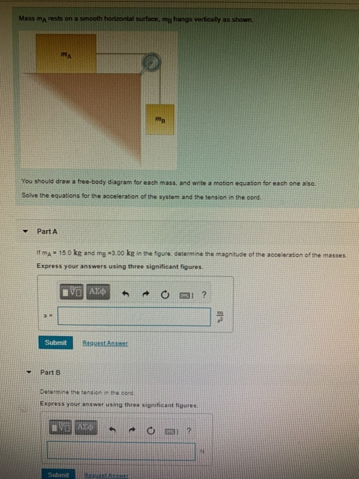 Solved Mass ma rests on a smooth horizontal surface. me | Chegg.com