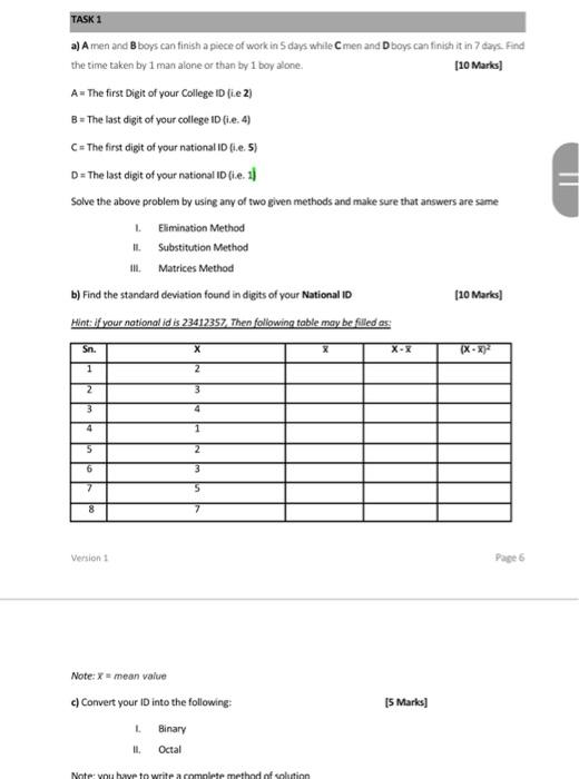 Solved in task number 1 (A) you have to use Matrices | Chegg.com