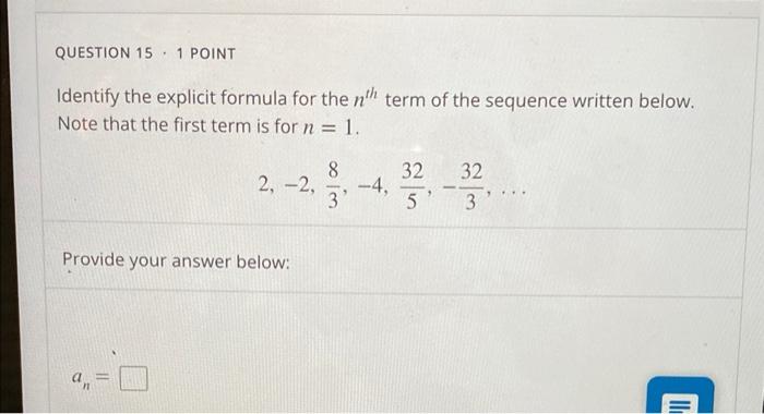 Identify the explicit formula for the nth term of | Chegg.com