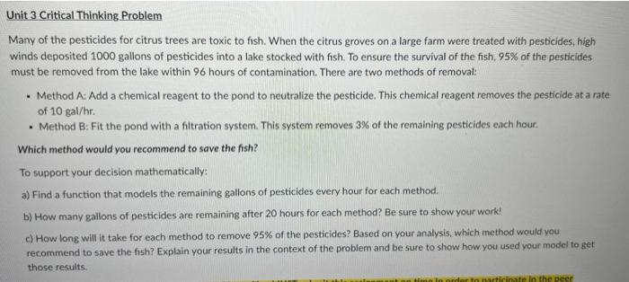 Solved Unit 3 Critical Thinking Problem Many of the | Chegg.com