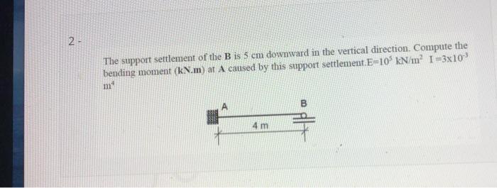 Solved The support settlement of the B is 5 cm downward in | Chegg.com