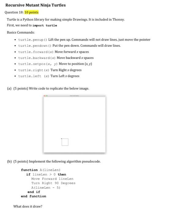 Solved Recursive Mutant Ninja Turtles Question 18: 10 points | Chegg.com
