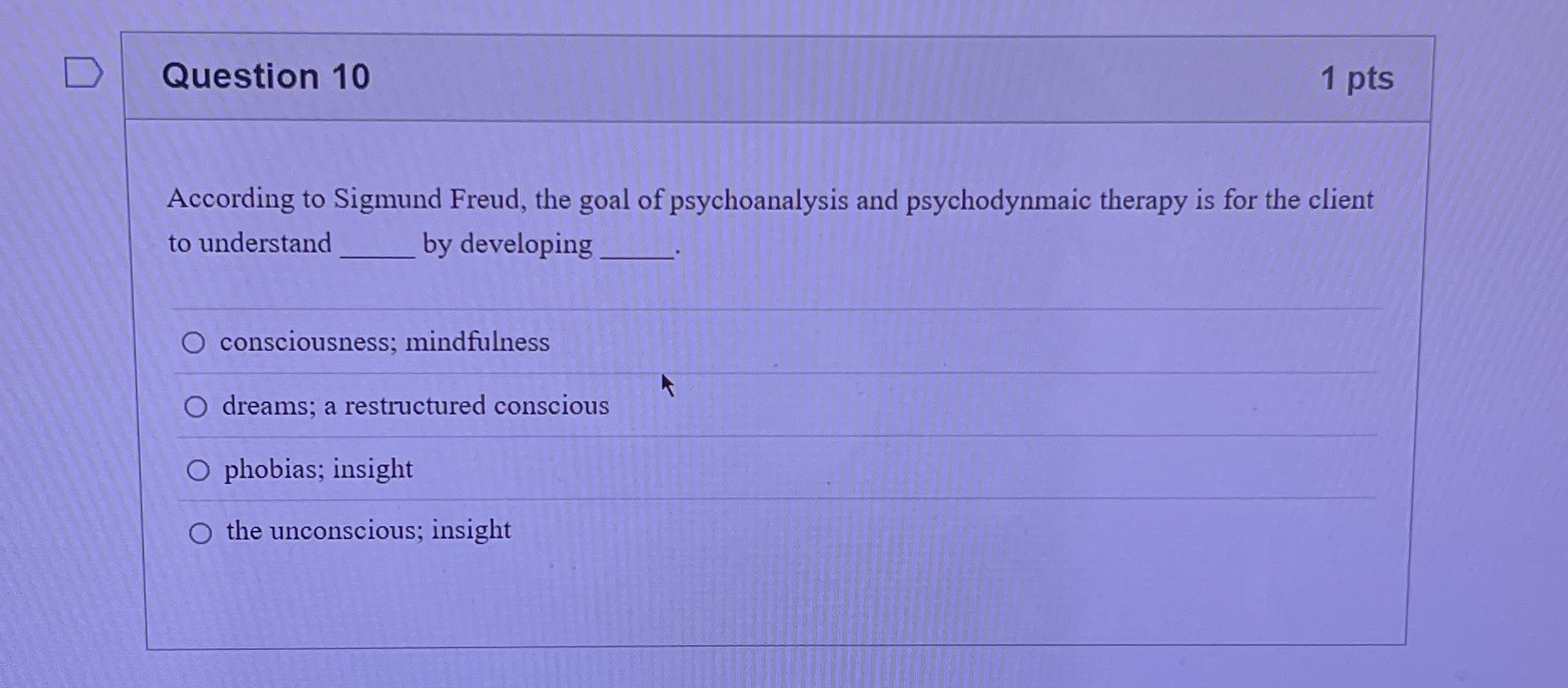 Solved Question 101 ﻿ptsAccording to Sigmund Freud, the goal | Chegg.com