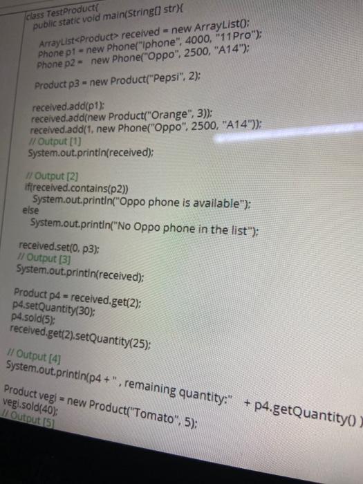 Solved public class Product private String name: private | Chegg.com