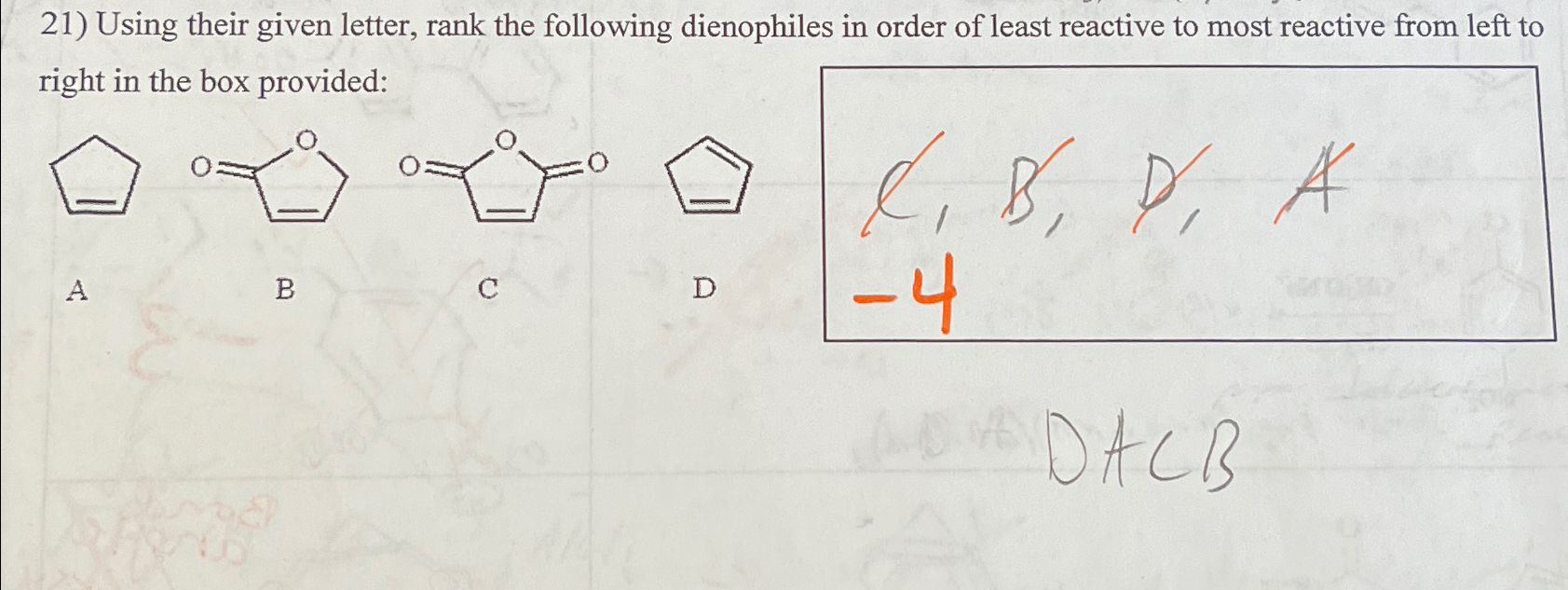 Solved Using their given letter, rank the following | Chegg.com
