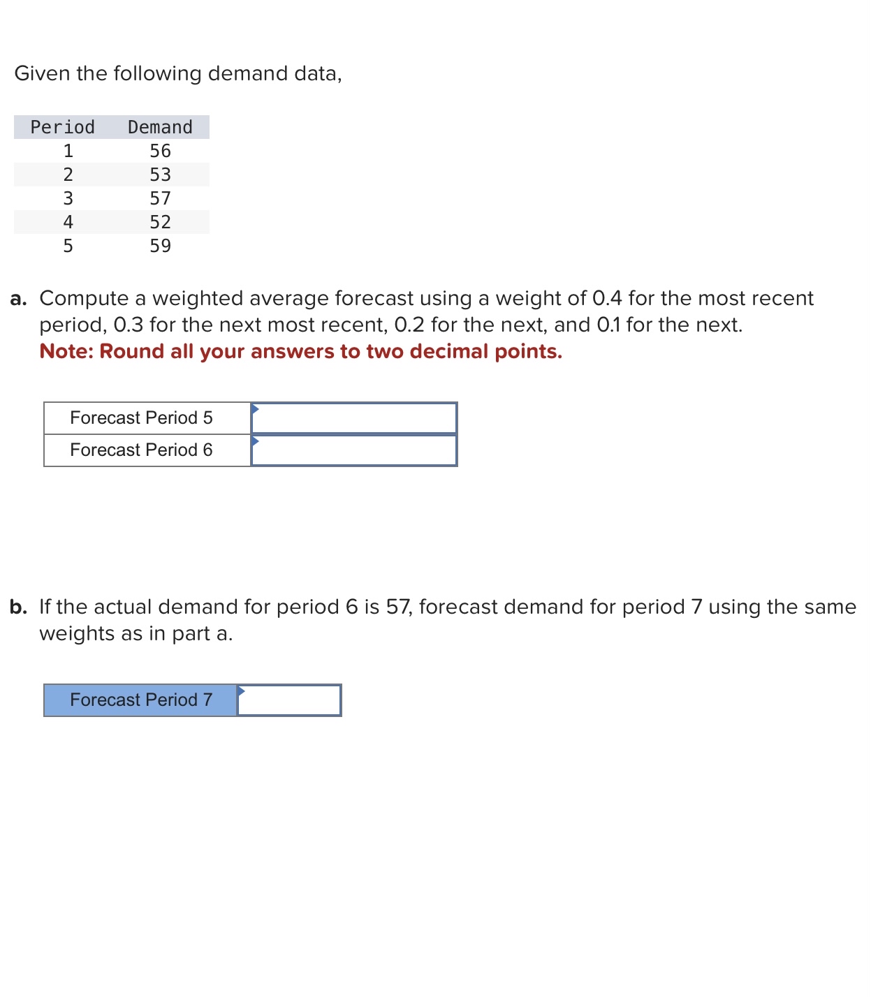 Solved Given the following demand data,a. ﻿Compute a | Chegg.com