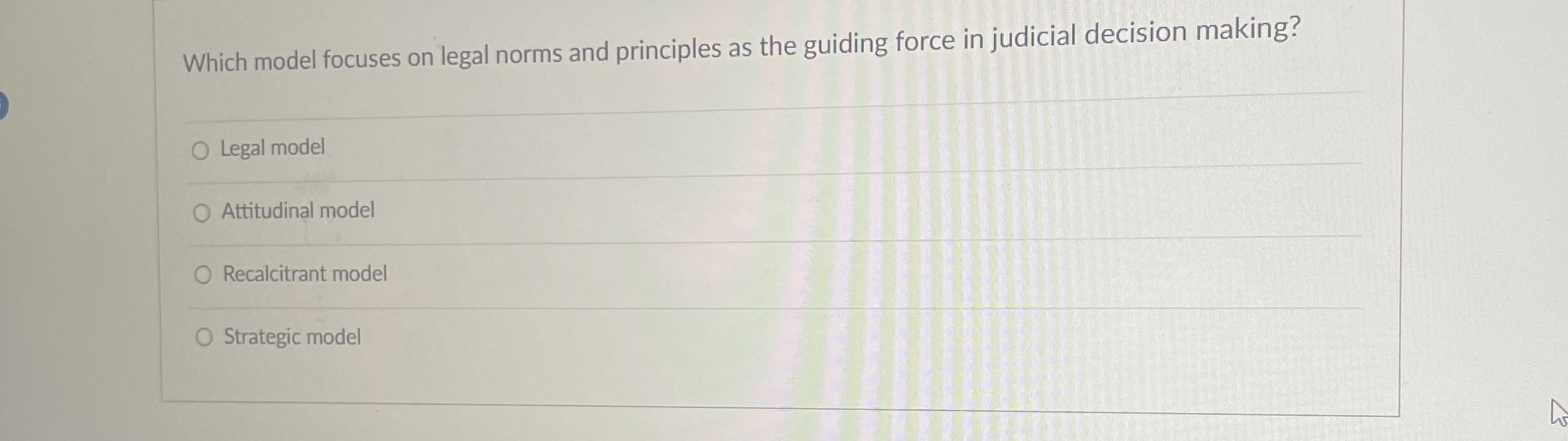 Solved Which model focuses on legal norms and principles as | Chegg.com
