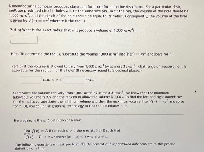 Solved the target radius the error tolerance in the volume | Chegg.com