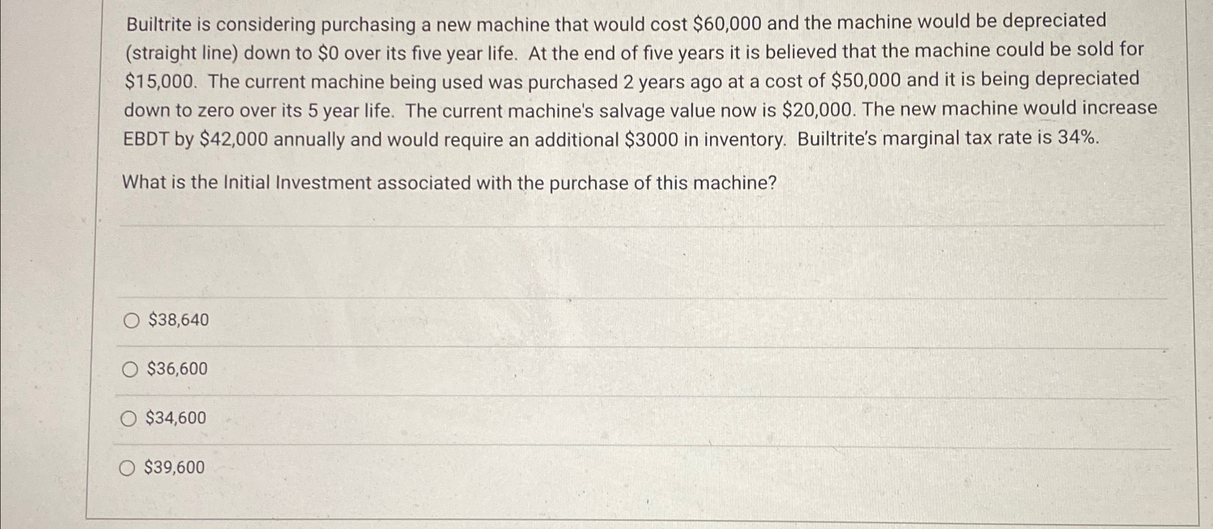 Solved Builtrite is considering purchasing a new machine | Chegg.com