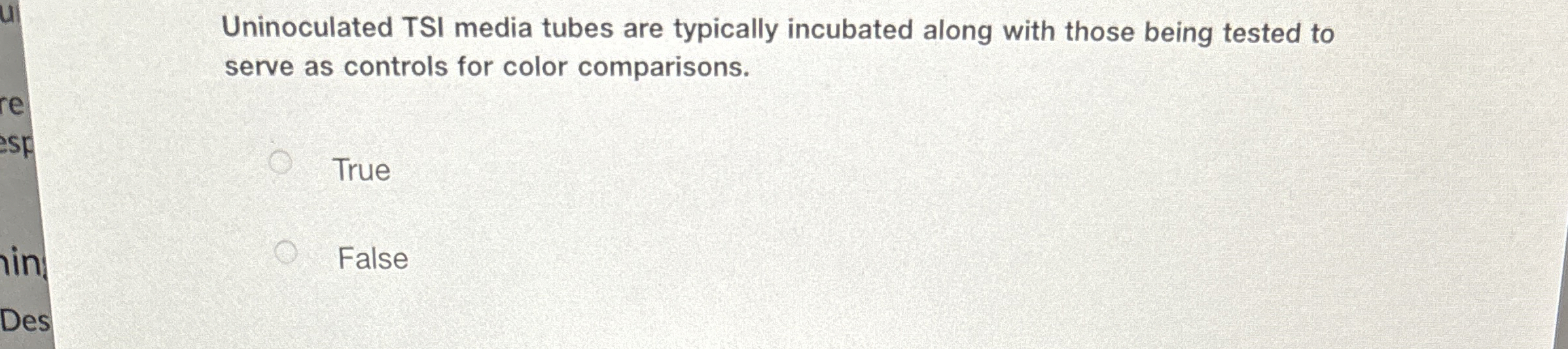 Solved Uninoculated TSI media tubes are typically incubated | Chegg.com