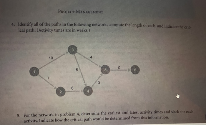 Solved PROJECT MANAGEMENT 4. Identify all of the paths in | Chegg.com