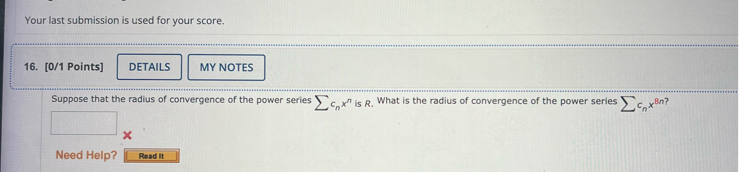 Solved Your last submission is used for your score.16. [0/1 | Chegg.com