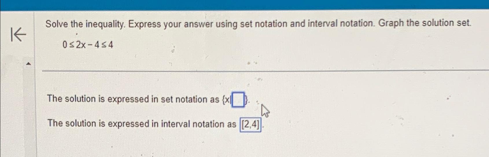 Solved Solve the inequality. Express your answer using set | Chegg.com
