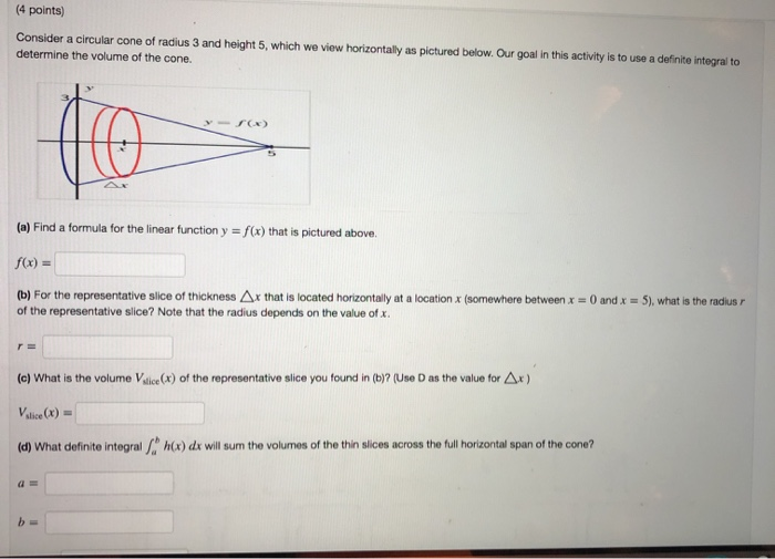 Solved (4 points) Consider a circular cone of radius 3 and | Chegg.com