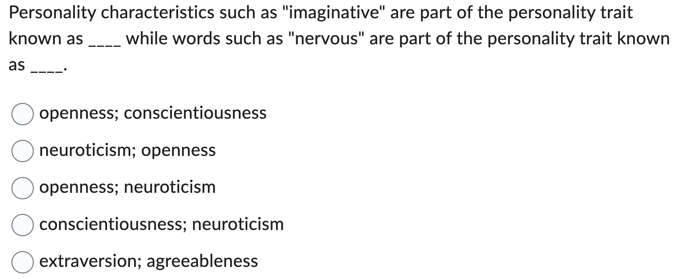 Solved Personality characteristics such as "imaginative" are | Chegg.com