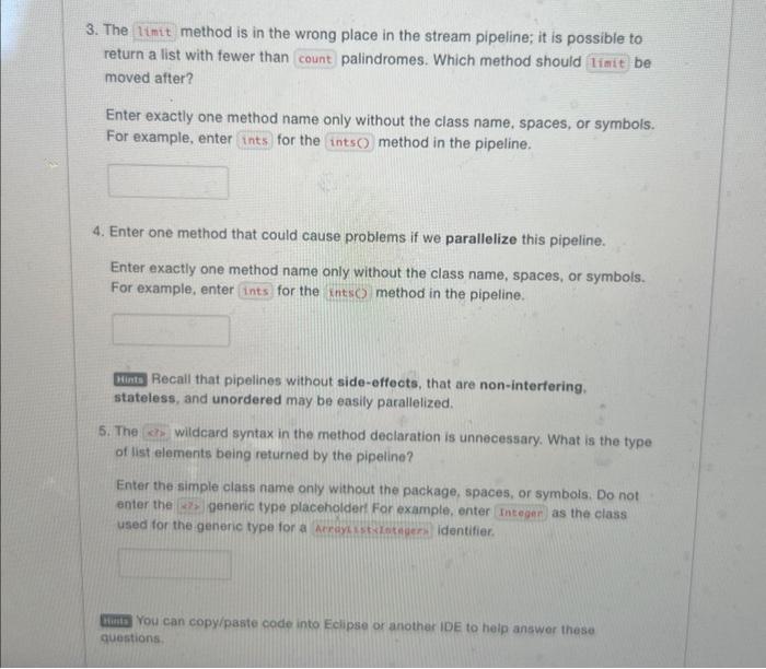 Solved Stream Pipelines For me foliowing code, assume the | Chegg.com