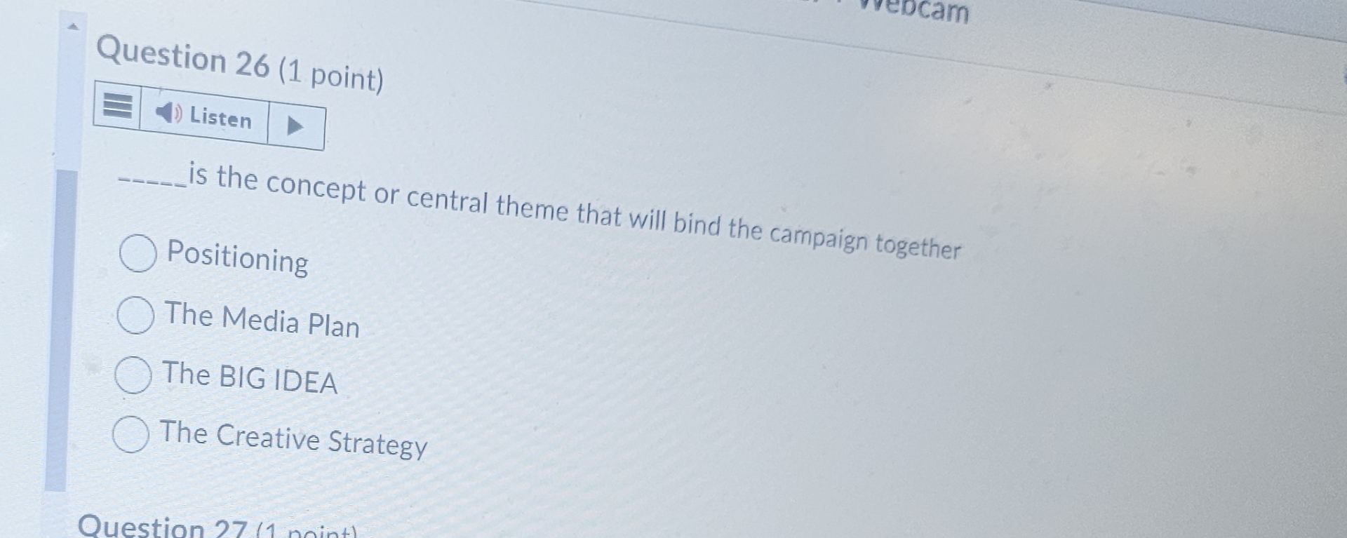Solved Question 26 (1 ﻿point)Listenis the concept or central | Chegg.com