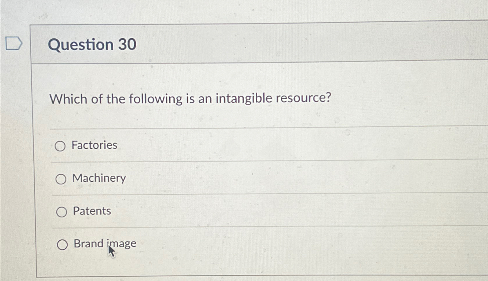 Solved Question 30Which of the following is an intangible | Chegg.com Solved Question 30Which of the following is an intangible | Chegg.com