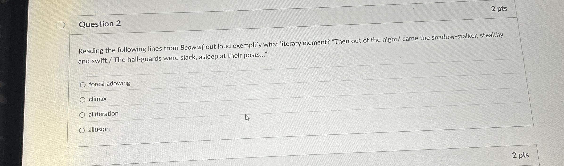 Solved Question 2Reading the following lines from Beowulf | Chegg.com