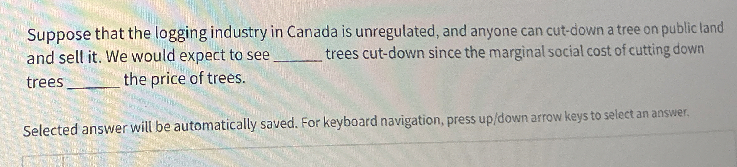 Solved Suppose that the logging industry in Canada is | Chegg.com