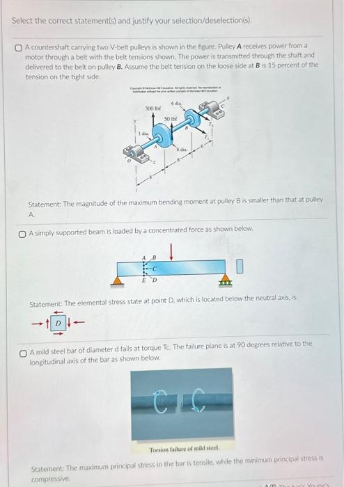 Solved Select the correct statement(s) and justify your | Chegg.com