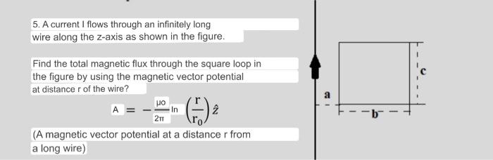 Solved 5. A current I flows through an infinitely long wire | Chegg.com