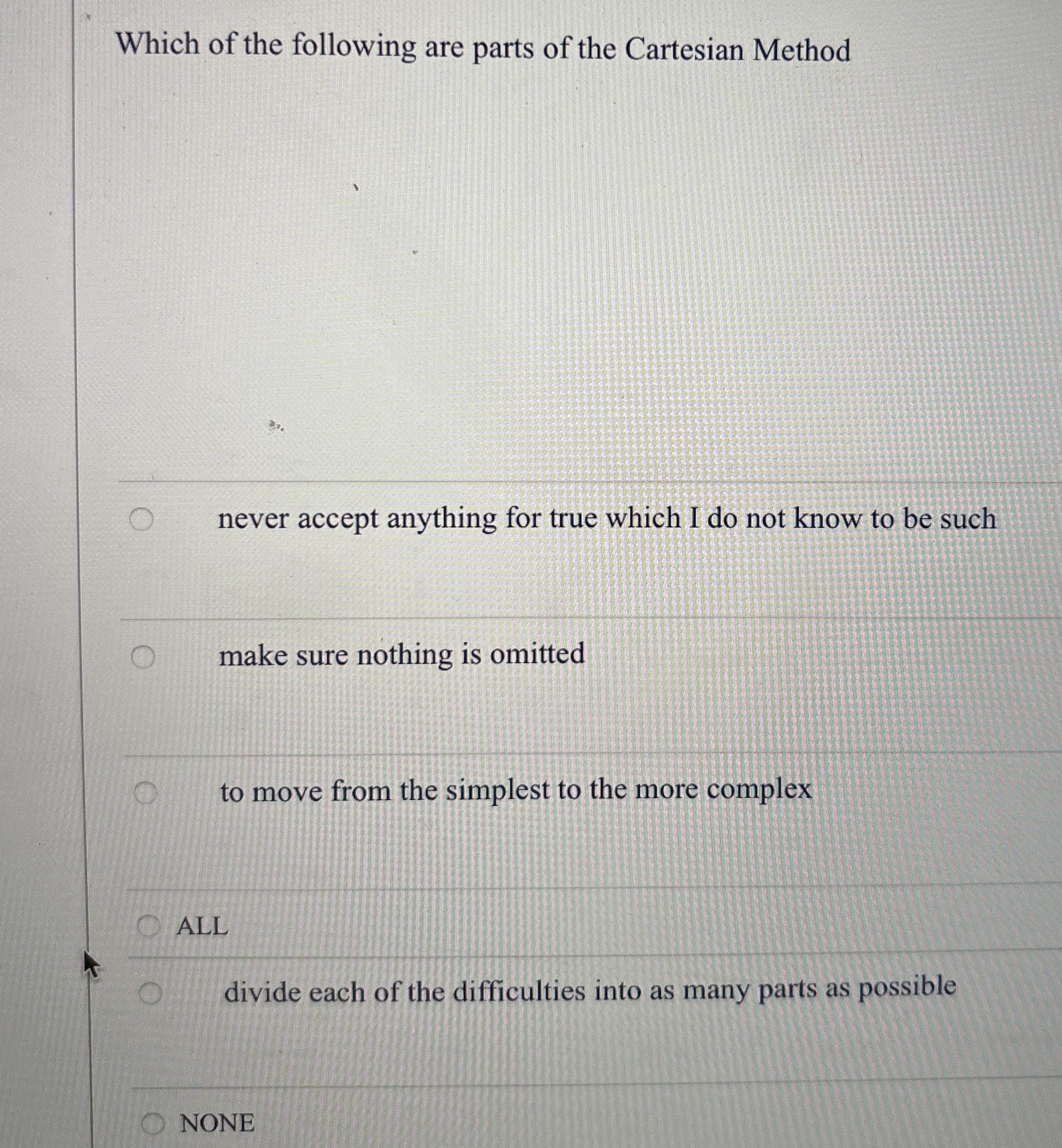 Solved Which of the following are parts of the Cartesian | Chegg.com