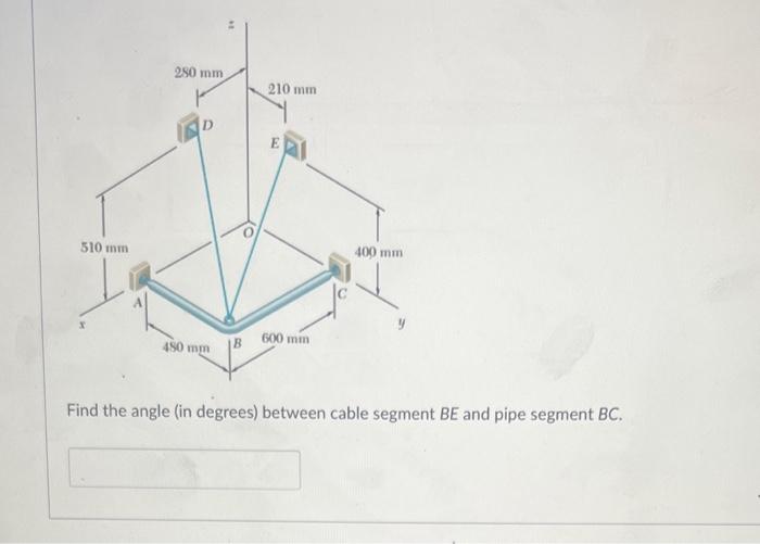 Solved Find the angle (in degrees) between cable segment BE | Chegg.com