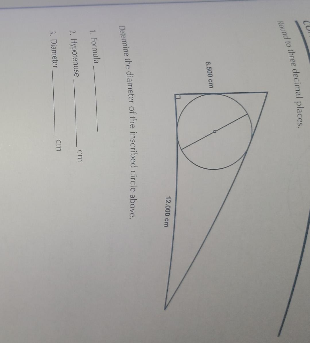 Solved Round to three decimal places. Determine the diameter | Chegg.com