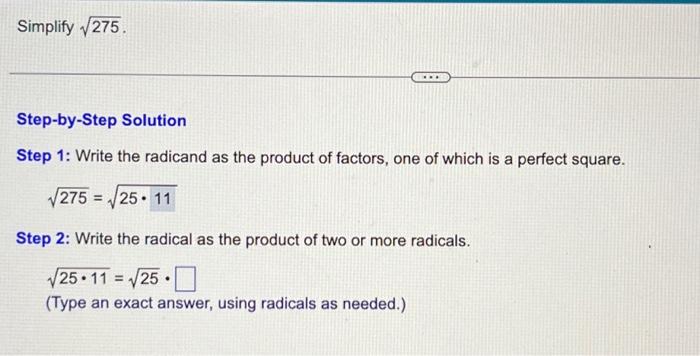 Solved Step 2: Write the radical as the product of two or | Chegg.com