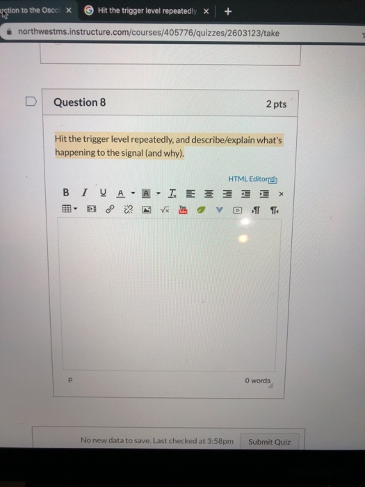 Solved inction to the Oscc X Hit the trigger level | Chegg.com